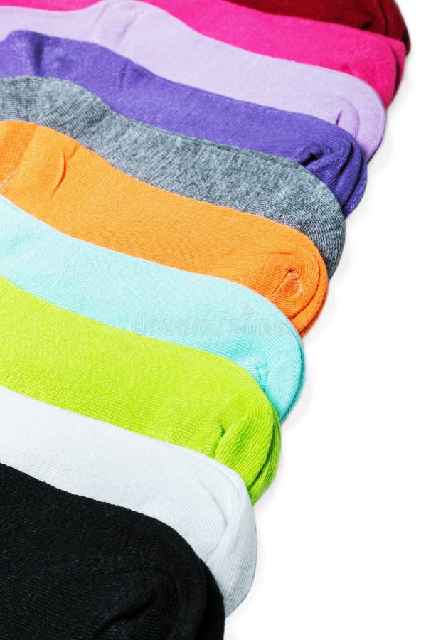 Textile Colorful Socks Isolated on White Stock Photo - Image of cotton ...