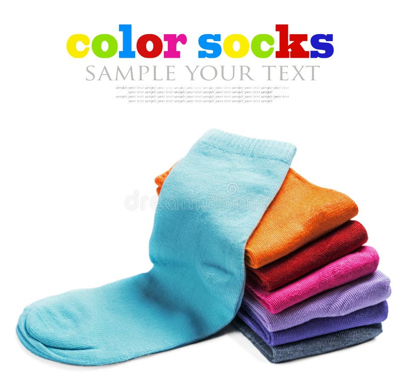 Textile Colorful Socks Isolated on a White Stock Image - Image of foot ...