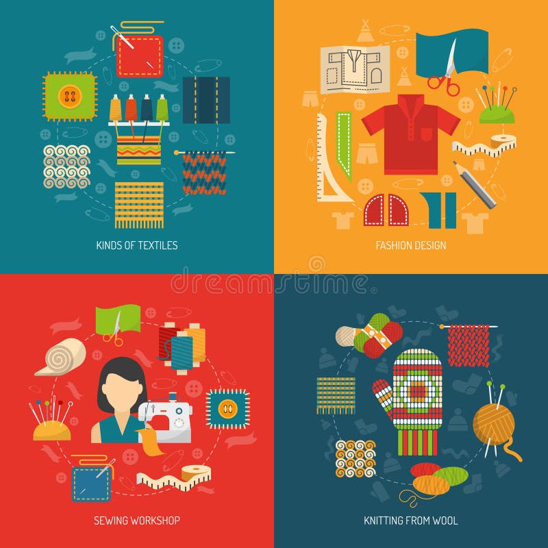 Textile Industry Icons Set stock vector. Illustration of equipment ...