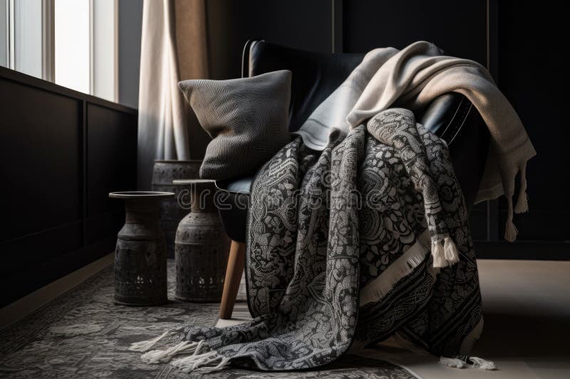 Textile with Dark, Intricate Pattern, Creating Contrast Against Light ...