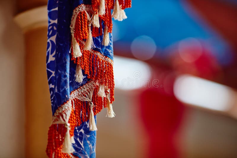 Textile Decorations Hanging Inside Indian Temple Macro Stock Photo ...