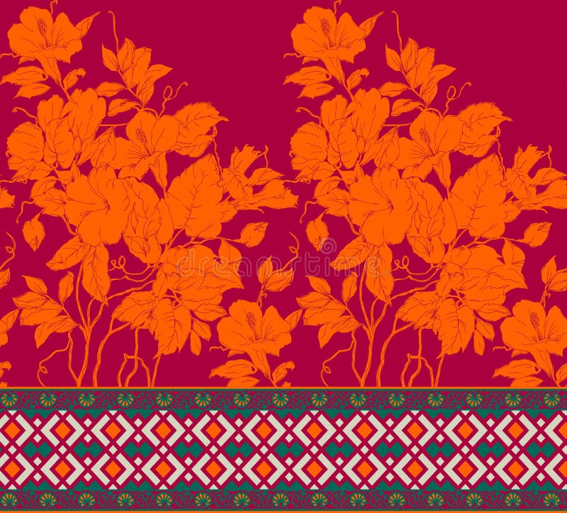 Textile Design Digital Border and Motif. Textile Design Digital Motif ...