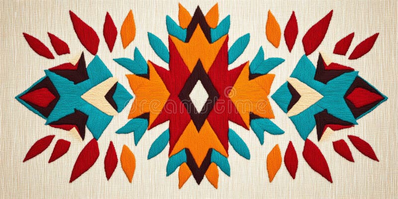 Symmetrical Tribal Textile Design Showcasing Vibrant Colors and ...