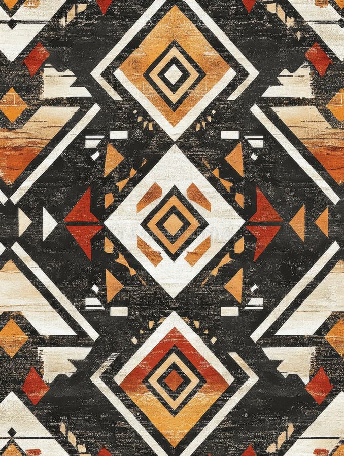 Textile Design Featuring Geometric Patterns in Earthy Tones and ...