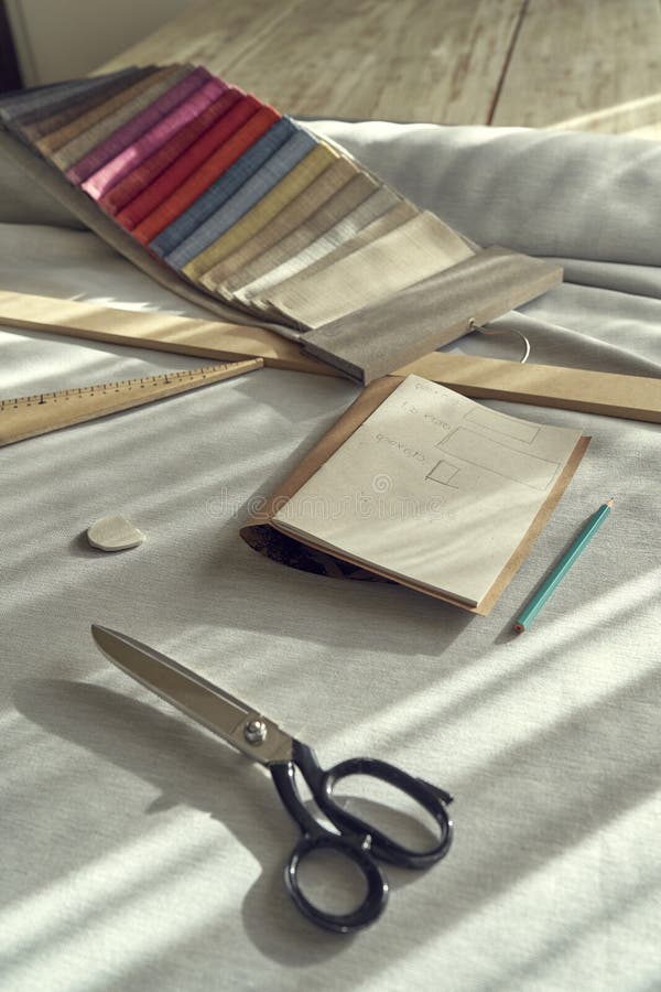 Textile Design Inspiration. Interior Workshop Stock Photo - Image of ...