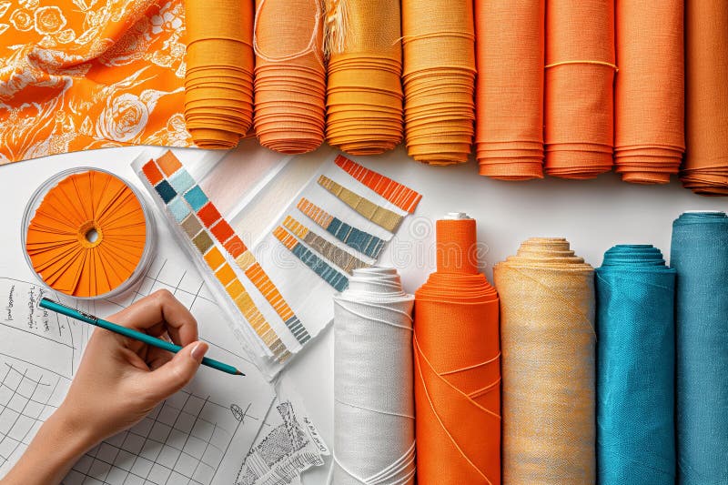Textile Designer Planning a Color Scheme with Swatch Stock Photo ...