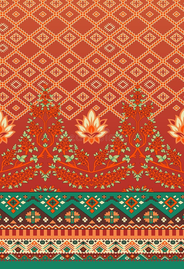 A Textile Digital Design Front Back Stock Illustration - Illustration ...