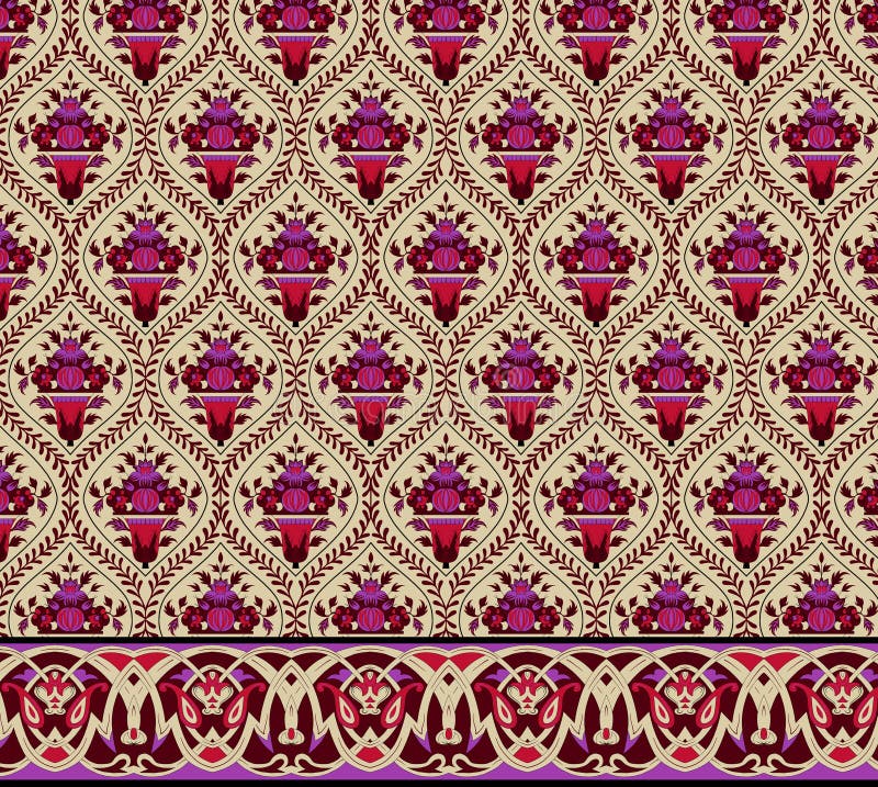 Textile Digital Design Front and Back and White and Ornaments.Handmade ...