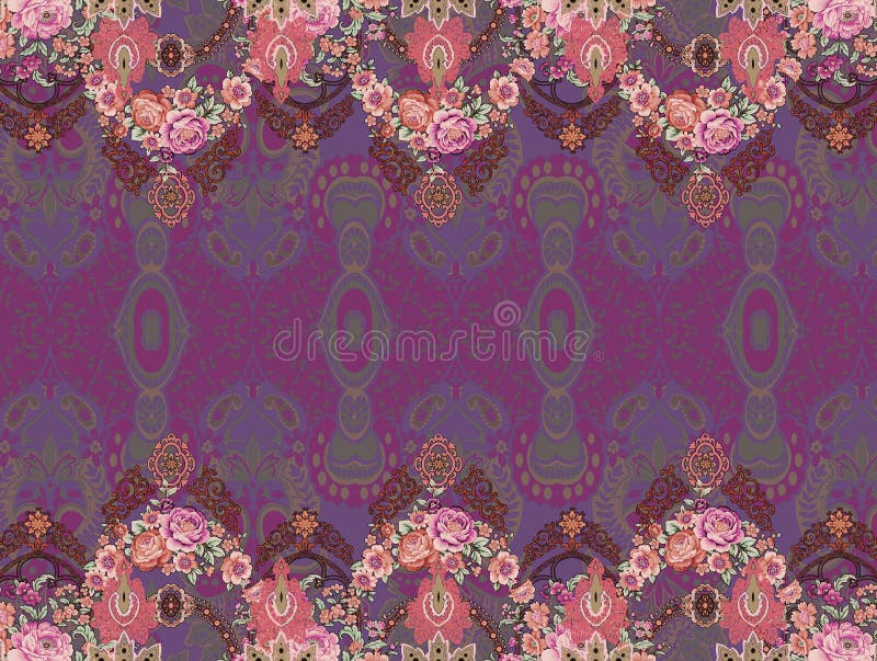 Textile Digital Design Motif Border Pattern Art Craft Design Stock ...