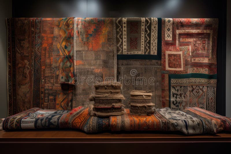 Textile Display with a Variety of Textures and Patterns from Different ...