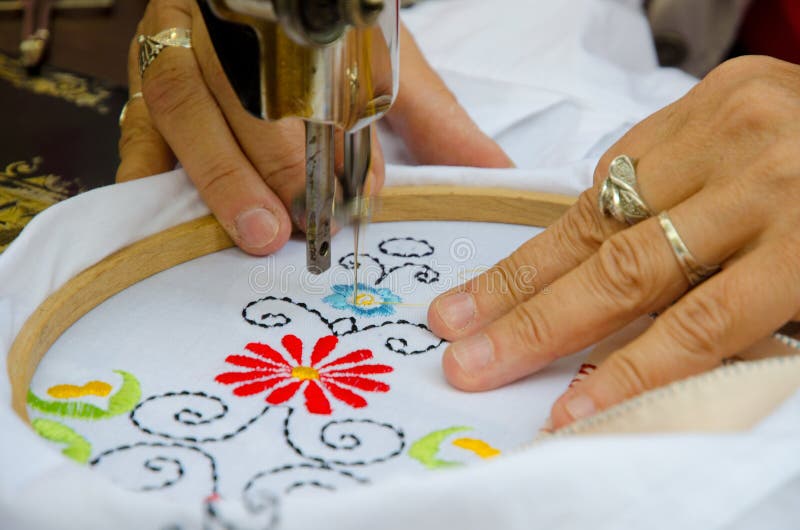 Textile embroidery machine stock image. Image of handicraft - 75831627