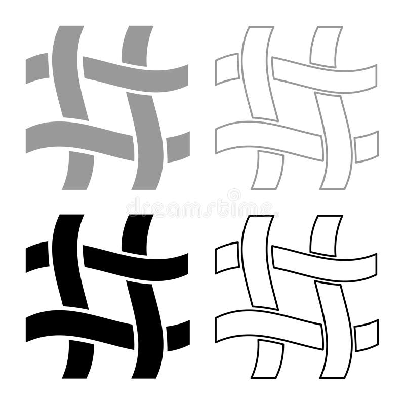 Textile Fabric Linen Texture Weaved Set Icon Grey Black Color Vector ...