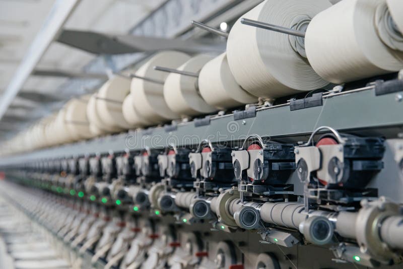 Textile Factory Equipment. Manufacture of Threads and Yarns. Industrial ...