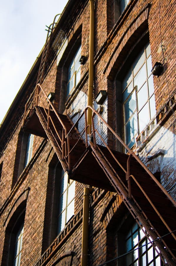 Factory stairs stock photo. Image of textile, fire, lodz - 29739564