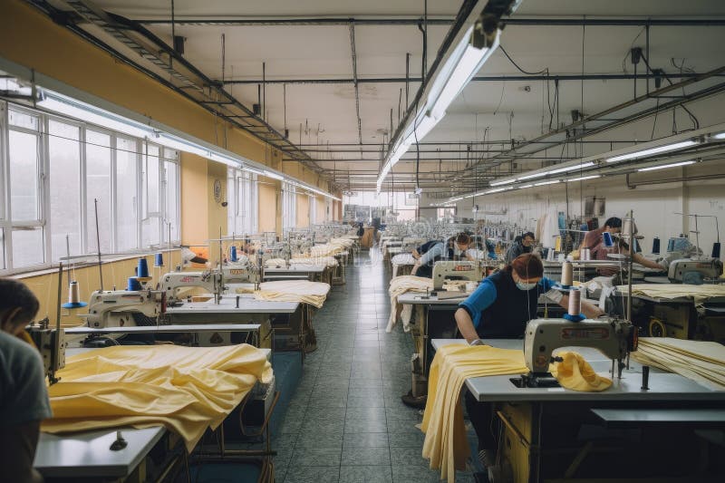 Textile Factory, with Machines and Workers Creating High-quality ...