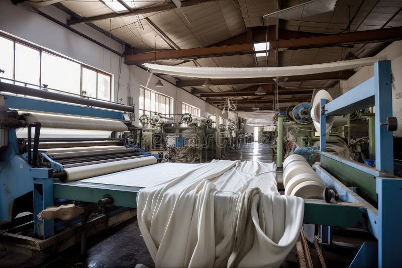 Textile Factory, with Raw Materials Being Transformed into Finished ...