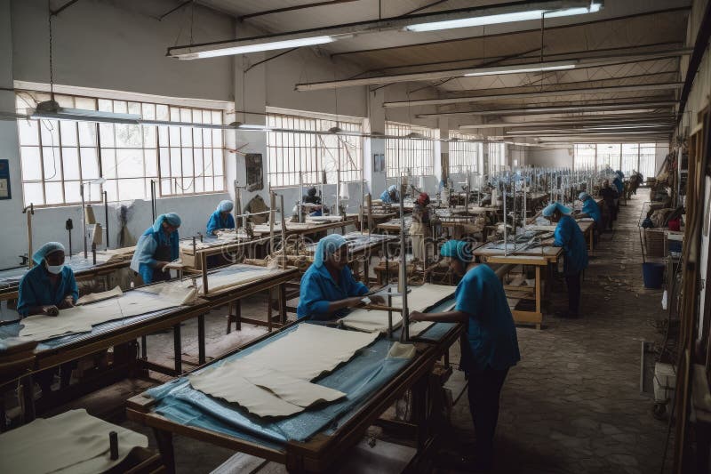 Textile Factory, with Workers Designing and Creating New Products Stock ...