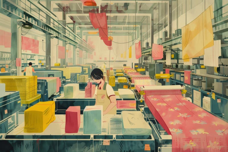 Textile Factory Working Process Copy Space Stock Photo - Image of ...