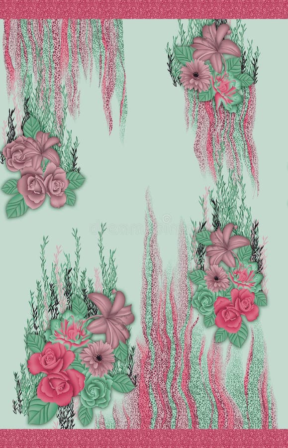 Textile Flower Design with Texture Digital Background Stock ...
