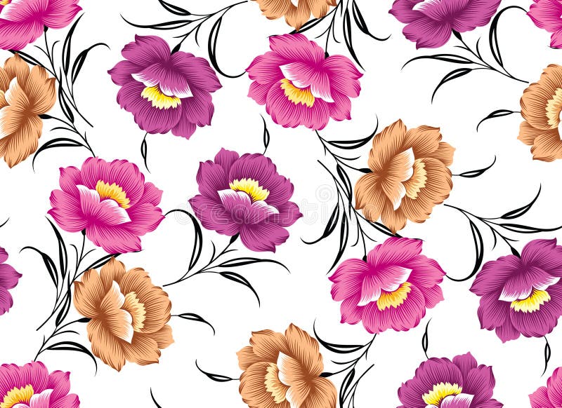 Textile Flower Pattern on White Background Stock Vector - Illustration ...
