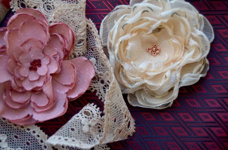Textile flowers stock image. Image of handmade, pink - 100439525