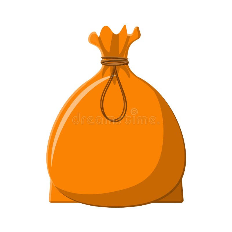 Textile Full Bag. Cloth Sack with Rope Stock Vector - Illustration of ...