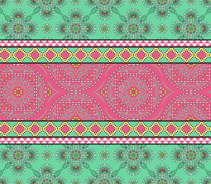 Textile Geometric Sequence Shaped Wallpaper Border Stock Illustration ...