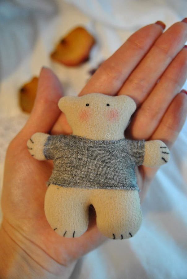 Textile Handmade Teddy Bear Stock Image - Image of love, handwork: 89466853