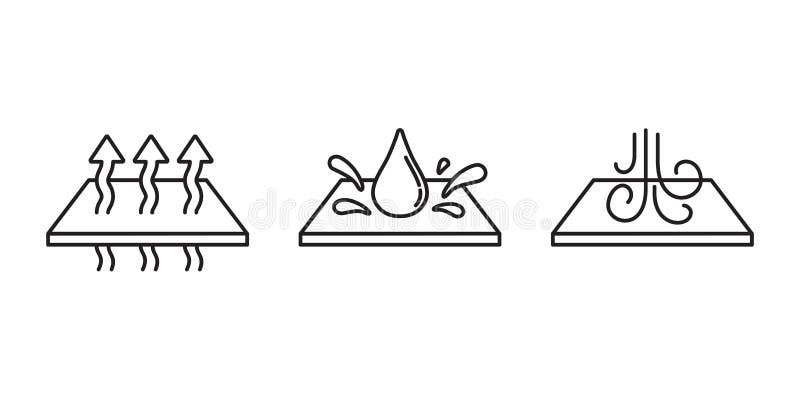 Textile Icons - Breathable, Waterproof, Windproof Stock Vector ...
