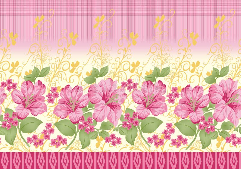 Textile Indian Floral Border Design Background Stock Illustration ...