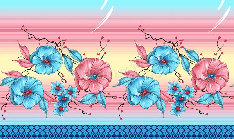 Textile Indian Floral Border Design Background Stock Illustration ...