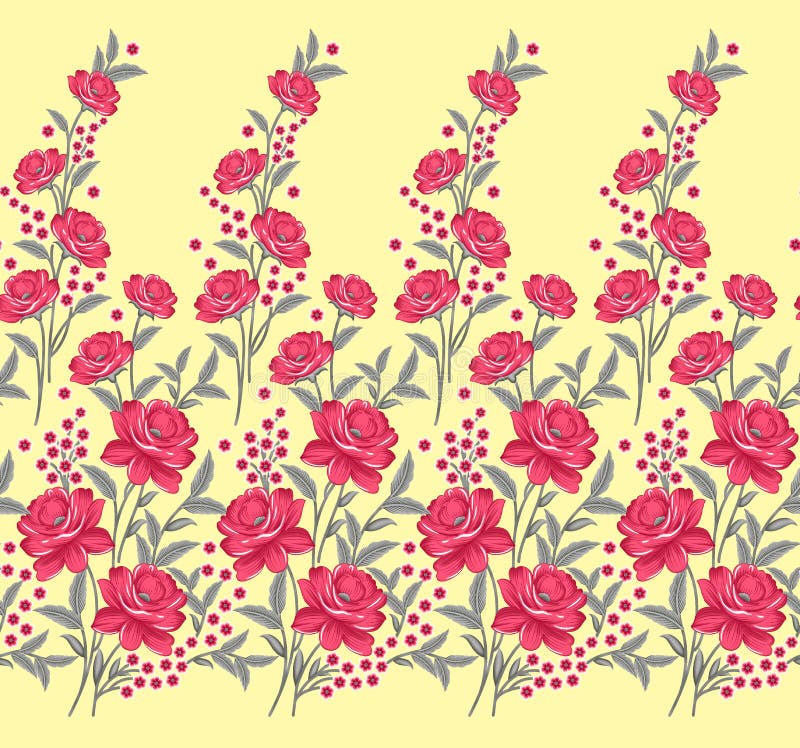 Textile Indian Floral Border Design Navy Background Stock Illustration ...