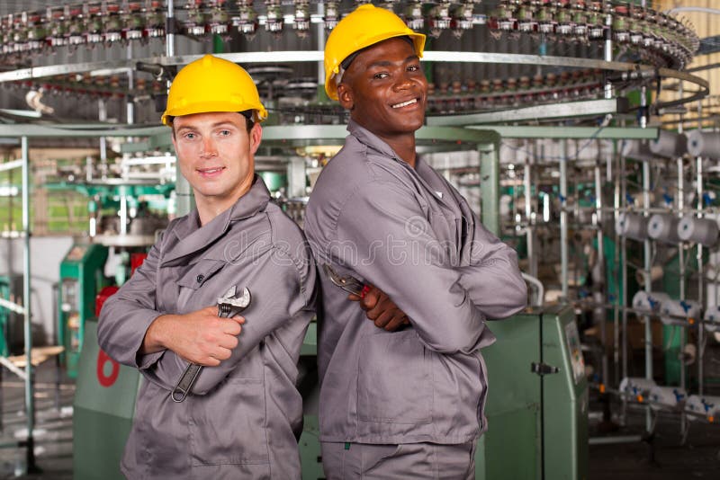 Textile Industrial Technicians Stock Photo - Image of confident, joyful ...