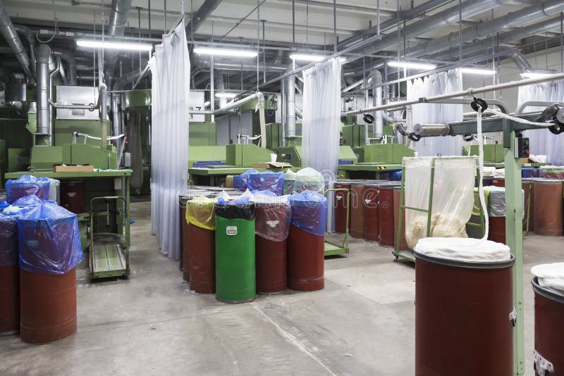 Textile Industry. Cotton Carding System Stock Photo - Image of industry ...