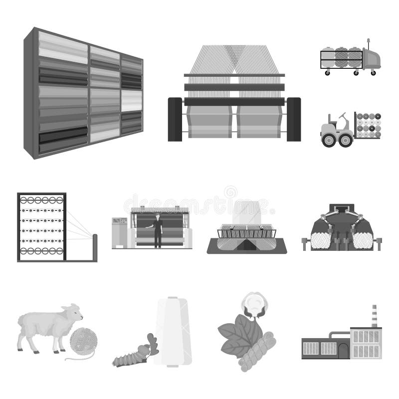 Textile Industry Monochrome Icons In Set Collection For Design Textile