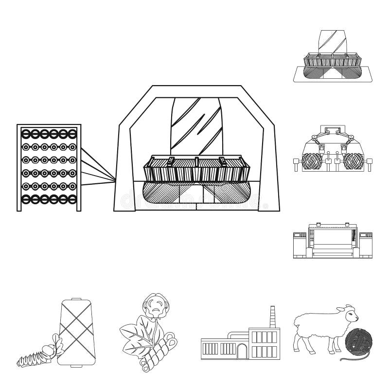 Textile Industry Outline Icons In Set Collection For Design Textile
