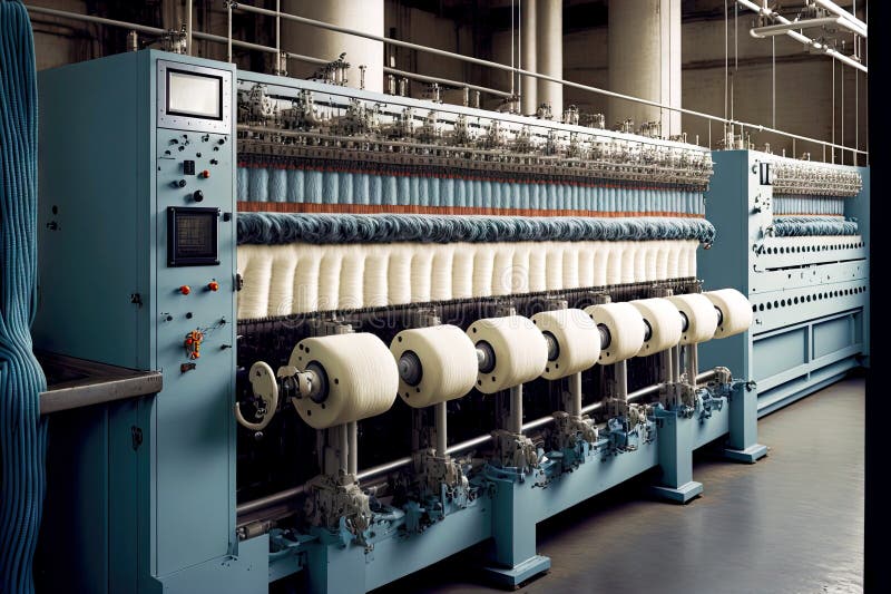 Textile Industry Wound Coils with White Threads for Creating Fabrics ...