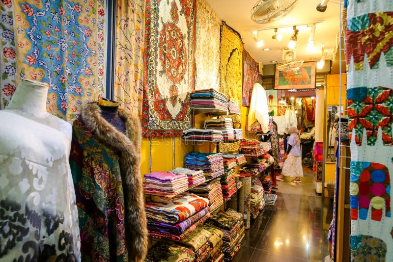 Textile Goods on Display at the Aseatic Market in Bangkok Editorial ...