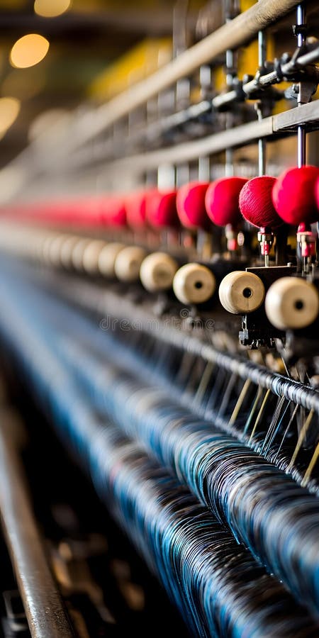Textile Machine with Colorful Thread Spools Stock Illustration ...