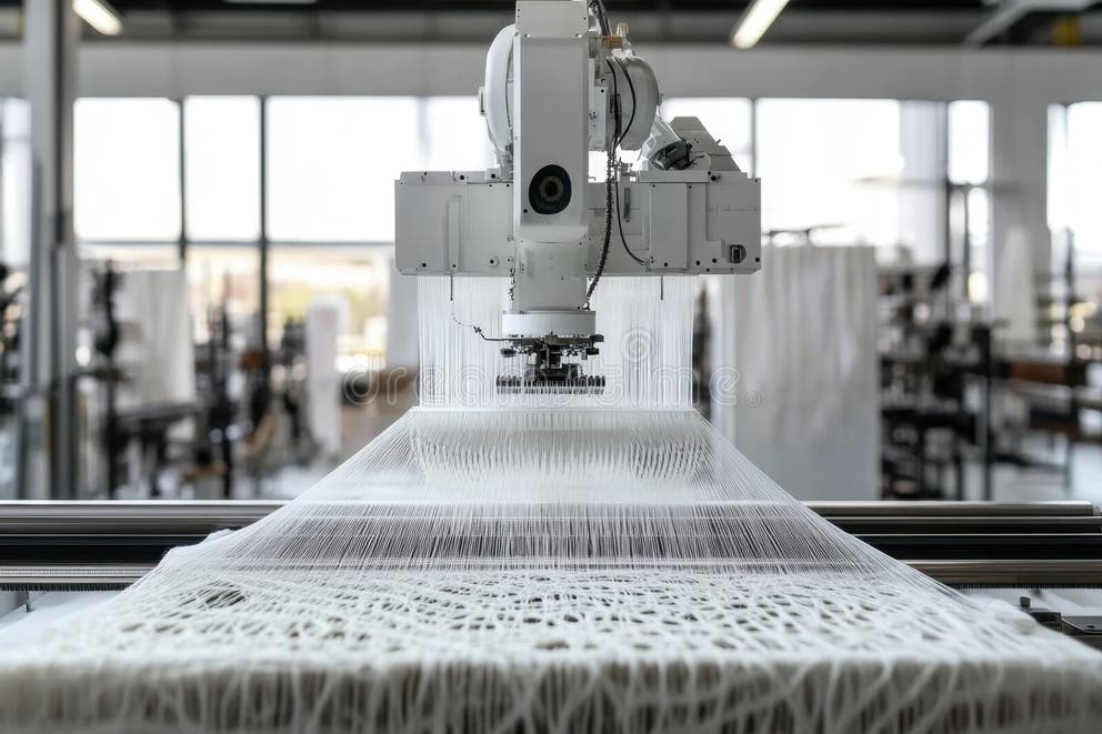 High-tech Textile Machine Weaving Intricate Patterns in a Modern ...