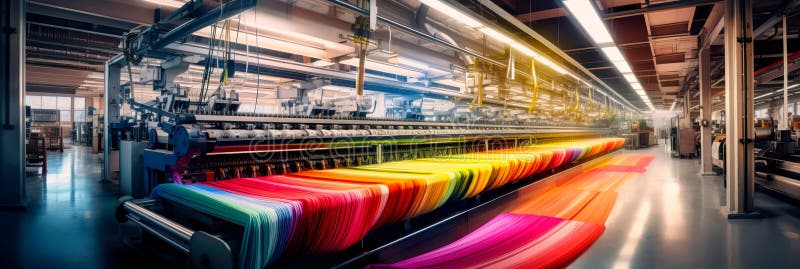 Textile Machinery Weaving and Dyeing Fabrics. Generative AI Stock ...