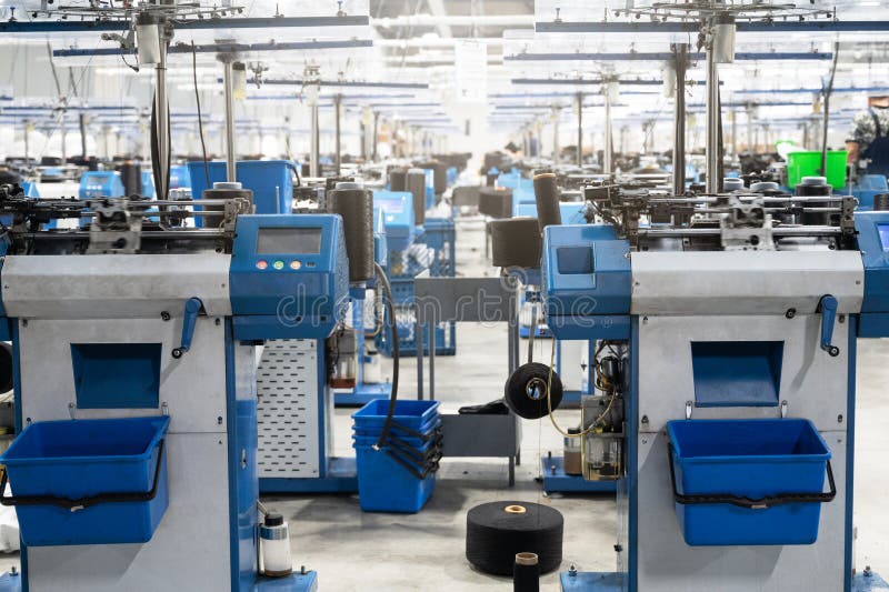 Textile Manufacturing Machines in Modern Factory Stock Photo - Image of ...