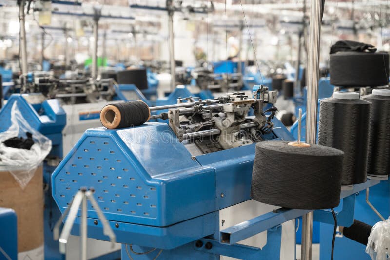 Textile Manufacturing Machines in Modern Factory Stock Image - Image of ...