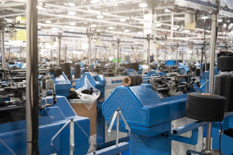 Textile Manufacturing Machines in Modern Factory Stock Photo - Image of ...