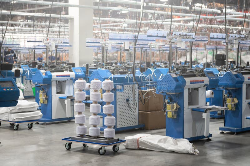 Textile Manufacturing Machines in Modern Factory Stock Photo - Image of ...