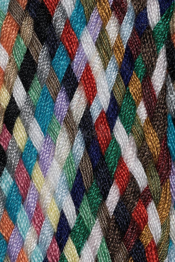 Various Colored Cotton Intersected Threads Pattern Macro Closeup Stock ...