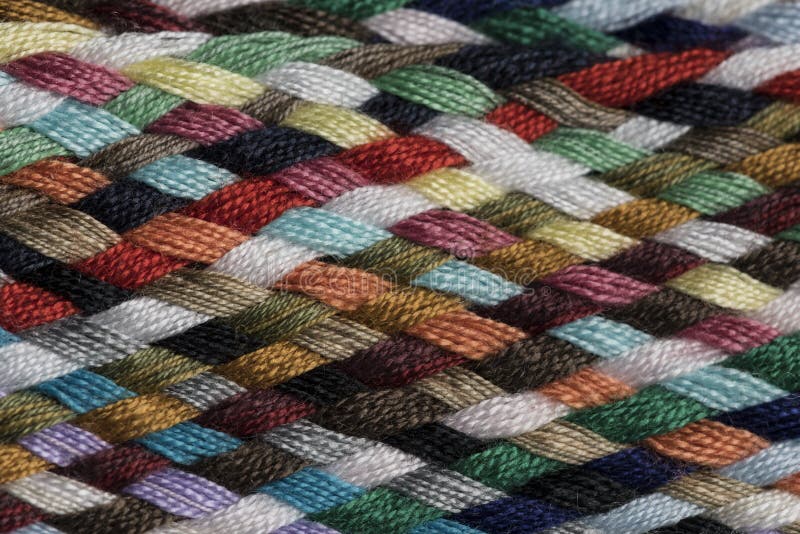 Various Colored Cotton Intersected Threads Pattern Macro Closeup Stock ...