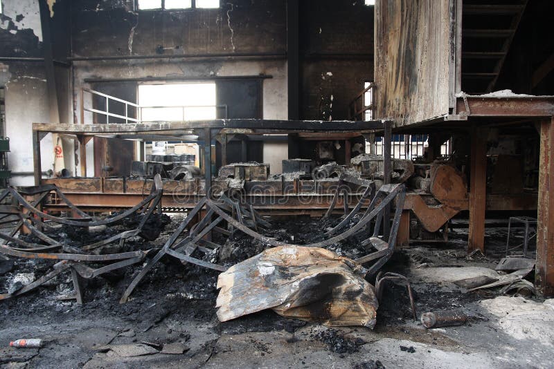 Textile mill fire scene stock image. Image of fire, fatal - 60328025