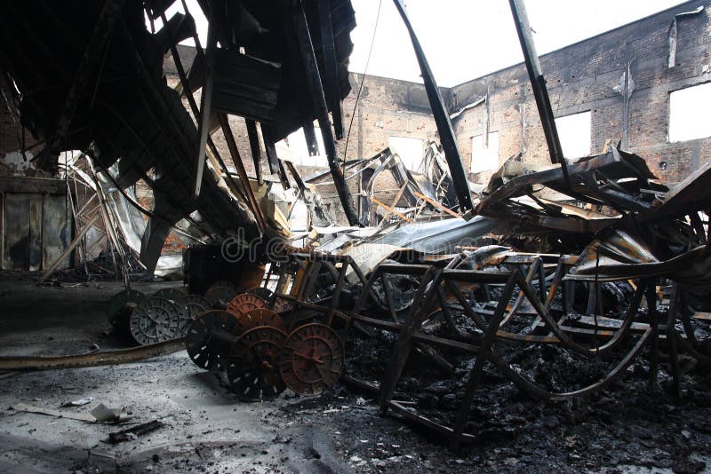 Textile mill fire scene stock photo. Image of catastrophe - 33044226