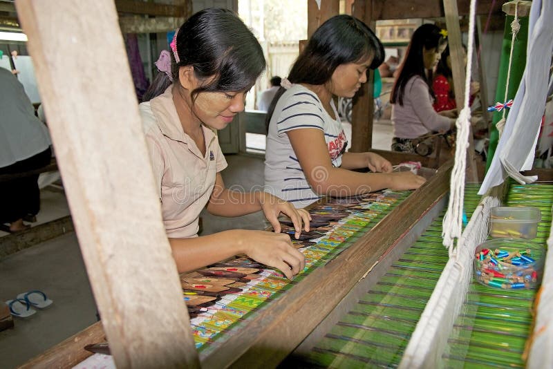 Textile Myanmar editorial image. Image of worker, traditional - 57480595